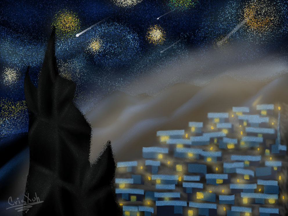 While watching the painting "The starry night by Vincent Van Gogh" I ...