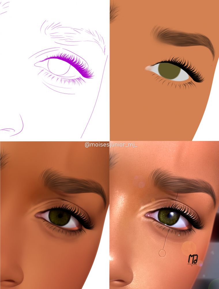 Steps of painting a realistic eye, follow @moisesjunior_mj_ for more tips