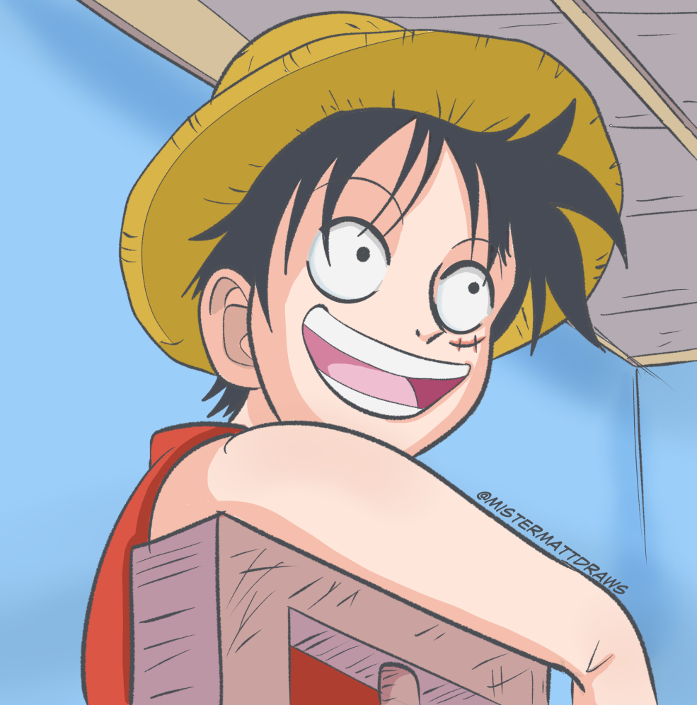 Tried my hand at some "One Piece" fanart, our hero Monkey D. Luffy!