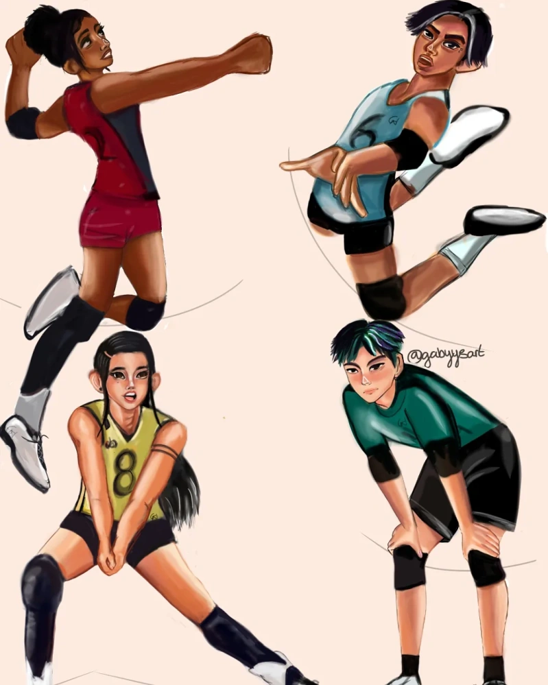 Volleyball pose study,hand drawn on ibis paint app on my phone ...