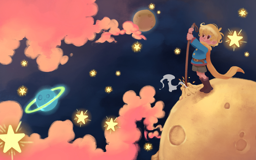 Image 1 - the little prince is turning over the small volcanoes on his ...