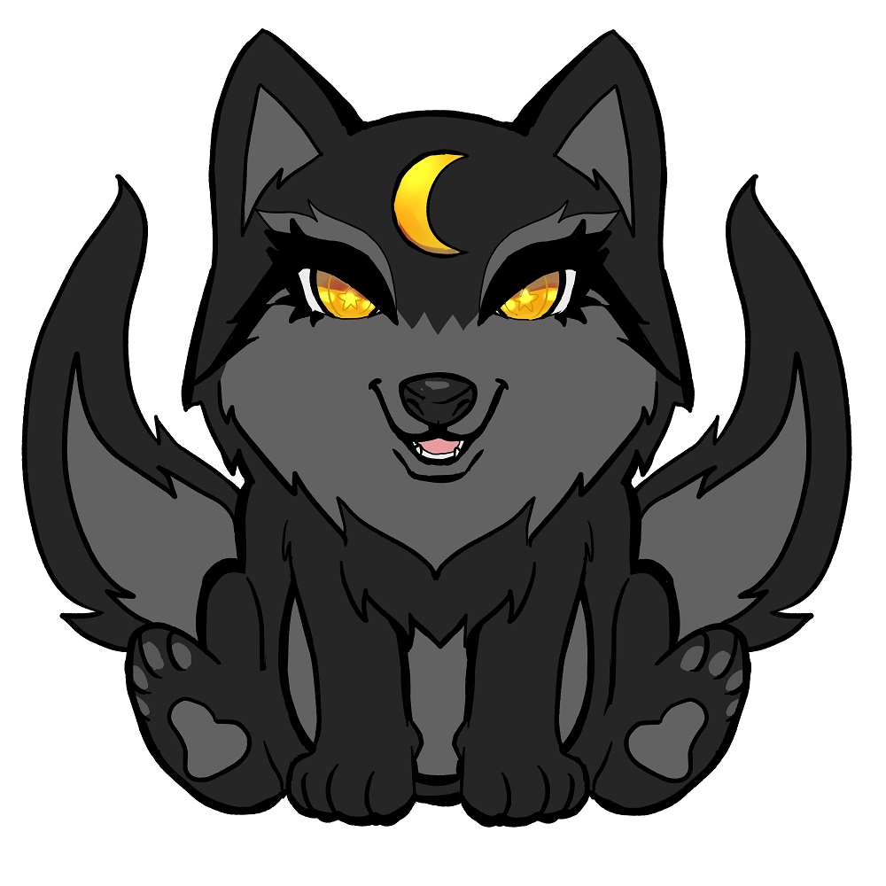 two tailed crescent moon wolf