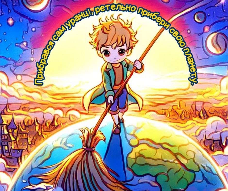 Я сделала работы с лозунгом Убрался сам утром тщательно убери свою планету Это одна из