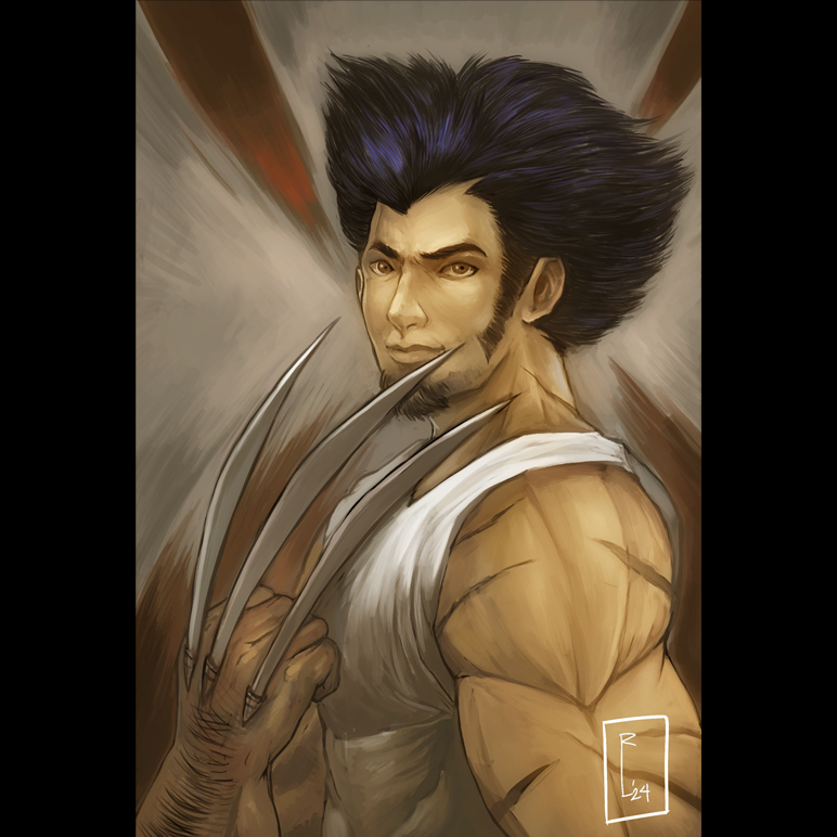 Wolverine fan art, painted in Krita