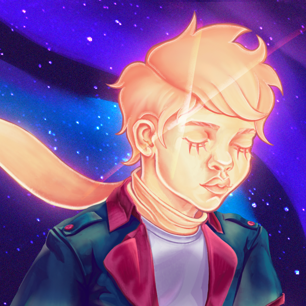 In my painting, the Little Prince returns home after his encounter with ...